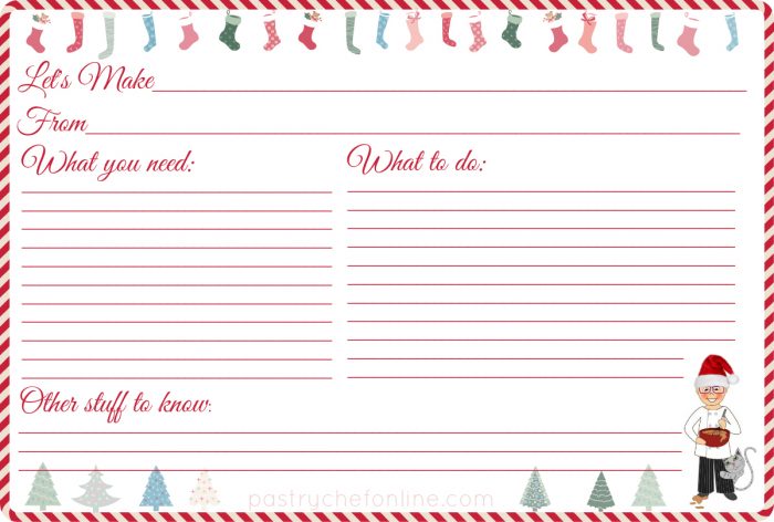 Free Printable Recipe Cards for Christmas - Pastry Chef Online
