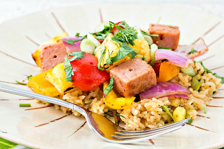 Hawaiian Pineapple Ham Skewers with Sweet and Hot Pineapple Rice