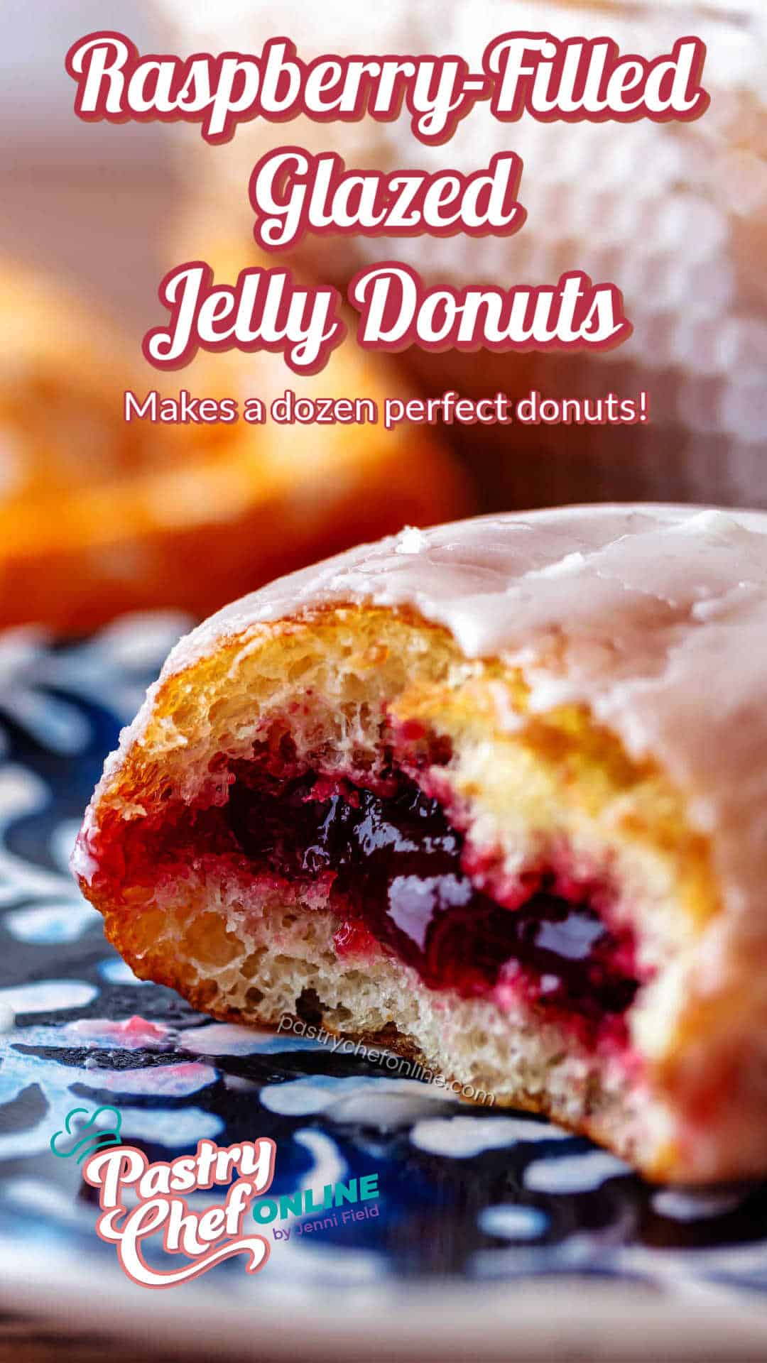 Glazed Raspberry-Filled Jelly Donuts